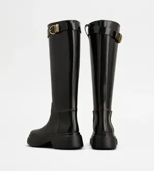TOD'S Knee High Chunky Boots With Buckled Straps