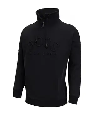 Hugo Boss Logo Detail Quarter Zip High Neck Sweater - Black