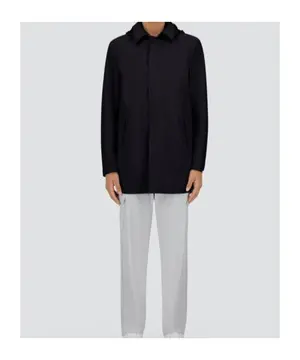 Herno Hooded Concealed-fastening Raincoat - Black
