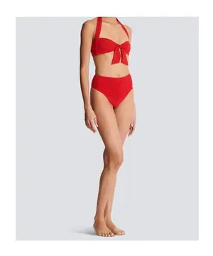 Balmain Halterneck Bow Front Two-piece Swimsuit - Red