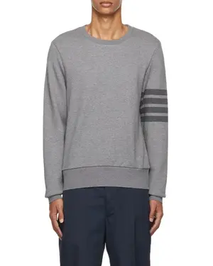 Thom Browne 4-bar Striped Crewneck Sweatshirt - Medium Gray