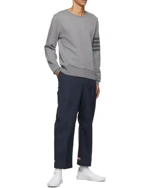 Thom Browne 4-bar Striped Crewneck Sweatshirt - Medium Gray