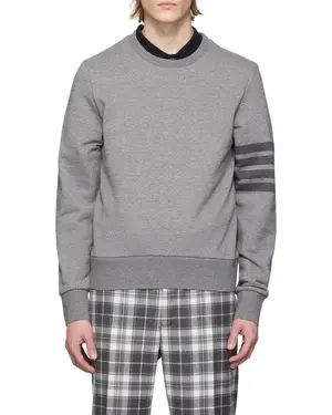 Thom Browne 4-bar Striped Crewneck Sweatshirt - Medium Gray