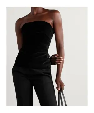 Tove Izel Strapless Velvet Top - Black