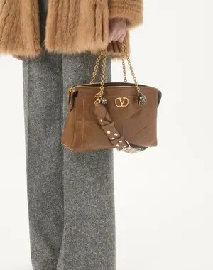 Valentino Garavani Panthea Logo Plaque Quilted Shoulder Bag - Brown