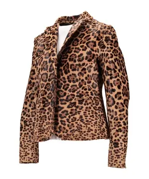 Lela Rose Long-sleeved Leopard-print Leather Jacket