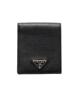 Prada Logo Plaque Bifold Wallet - Black
