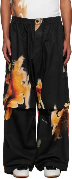 Y3 Abstract Print Cargo Trousers