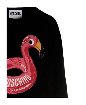 Moschino Intarsia-knit Flamingo Logo Crewneck Jumper