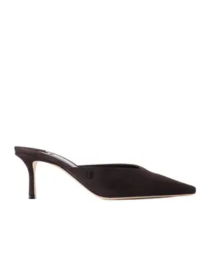 JIMMY CHOO Vivi 65 Suede Mules - Black