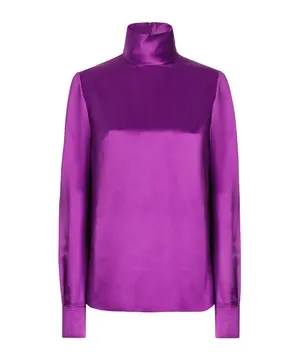 Dolce & Gabbana Satin High Neck Blouse