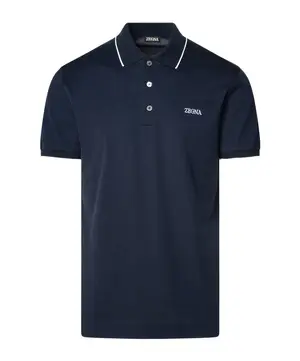 Zegna Logo Embroidered Short-sleeved Polo Shirt - Black