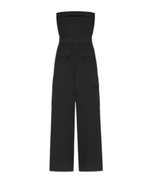 Saint Laurent Cassandre Strapless Jumpsuit With Belt - Black