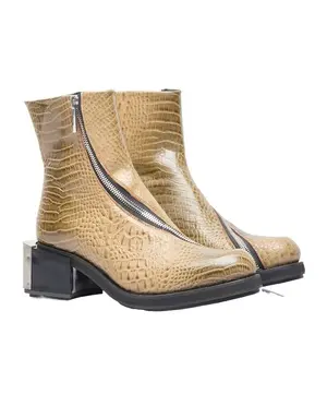 GMBH Ergonomic Riding Ankle Boots With Croc Effect And Metal Heel Cap