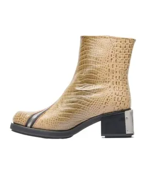 GMBH Ergonomic Riding Ankle Boots With Croc Effect And Metal Heel Cap