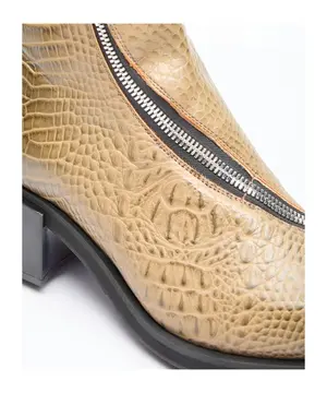 GMBH Ergonomic Riding Ankle Boots With Croc Effect And Metal Heel Cap