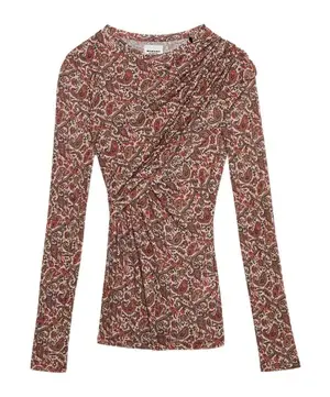 Isabel Marant Étoile Printed Draped Knit Long Sleeve Top - Orange