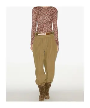 Isabel Marant Étoile Printed Draped Knit Long Sleeve Top - Orange
