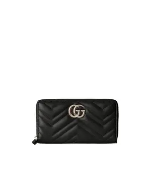 Gucci Gg Marmont Zip Around Wallet - Black