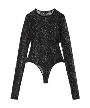 Wardrobe.NYC Metallic Lace Bodysuit