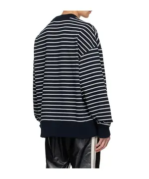 Palm Angels Bear Print Striped Sweatshirt - Black