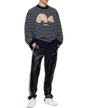 Palm Angels Bear Print Striped Sweatshirt - Black