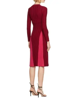 Partow Ribbed Knit Color-blocked Midi Dress