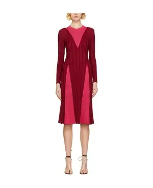 Partow Ribbed Knit Color-blocked Midi Dress