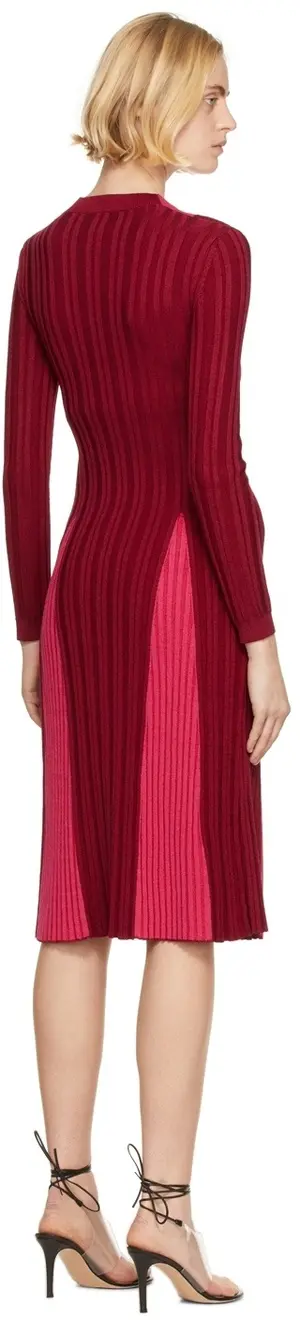 Partow Ribbed Knit Color-blocked Midi Dress