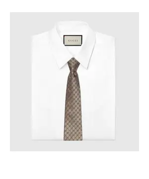Gucci Horsebit Embroidered Tie - Gray