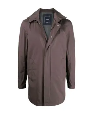 Herno Hooded Zip-up Raincoat - Black