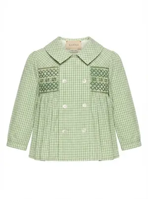 Gucci Plaid Embroidered Double-breasted Cotton Jacket