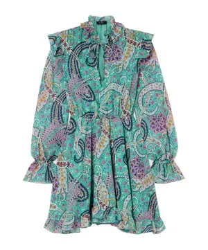 Etro Ruffled Paisley Print Mini Dress
