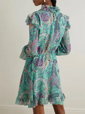 Etro Ruffled Paisley Print Mini Dress
