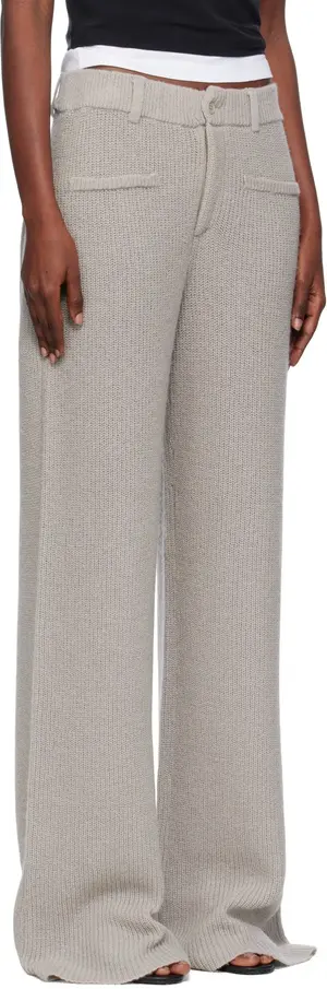 AYA MUSE Ribbed Knitted Trousers With Waistband Ring Detail