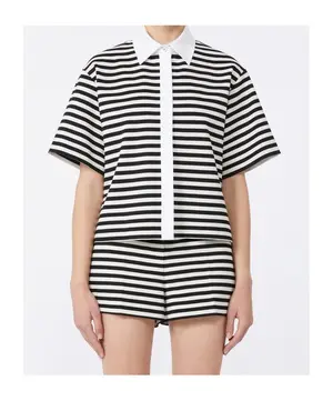 Max Mara Striped Jersey Shirt With Lapel Collar