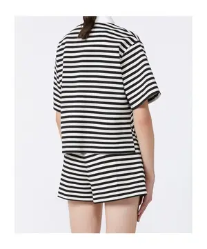 Max Mara Striped Jersey Shirt With Lapel Collar