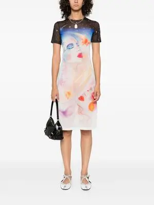 Casablanca Printed Crewneck Midi Dress
