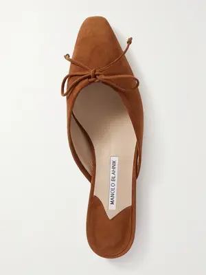 Manolo Blahnik Suede Mules With Bow Detailing