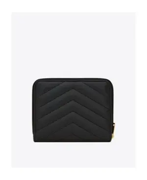 Saint Laurent Cassandre Matelassé Compact Zip-around Wallet In Lambskin