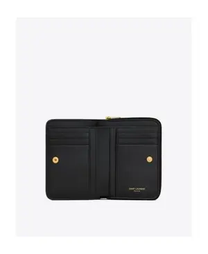 Saint Laurent Cassandre Matelassé Compact Zip-around Wallet In Lambskin