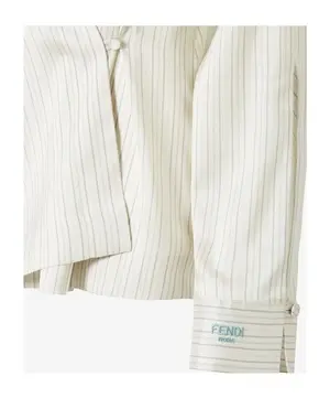 Fendi Asymmetric Striped Silk Shirt - White