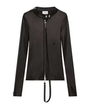 COURREGES Zipped Biker Top - Black