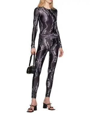 Versace Long Sleeve Chain Print Bodysuit