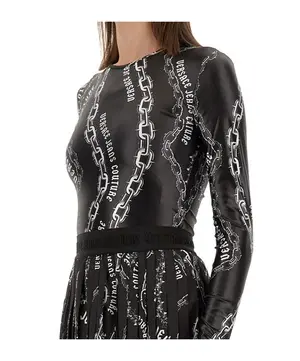 Versace Long Sleeve Chain Print Bodysuit