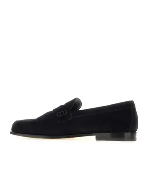 DOUCAL'S Suede Almond Toe Loafers - Black