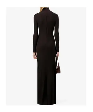 Coperni Ribbed High Neck Maxi Dress With Cut-out Detail