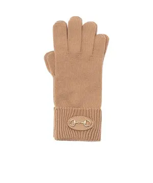 Gucci Horsebit Knit Gloves - Beige