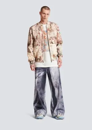 Balmain Printed Leather Bomber Jacket