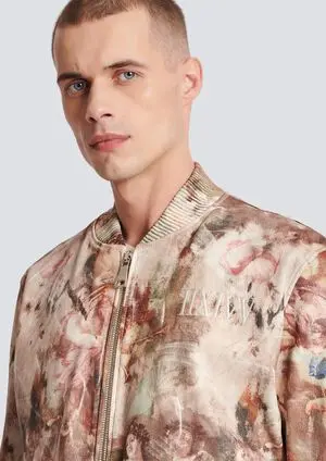 Balmain Printed Leather Bomber Jacket